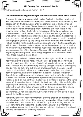 19th Century Fiction Extracts and Questions – Austen Collection ...