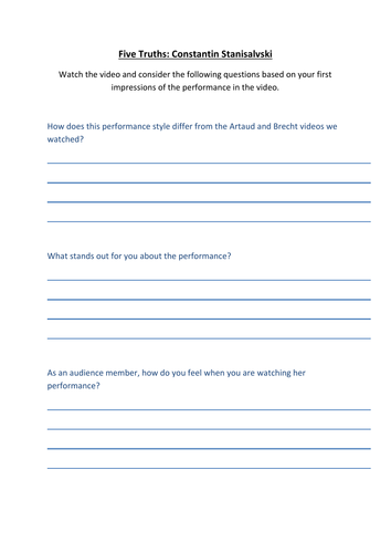 KS4: GCSE Drama Introduction to Brecht, Stanislavski and Artaud for ...