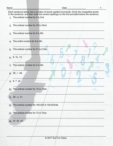 Cardinal-Ordinal Numbers Spelling Hunt Worksheet | Teaching Resources