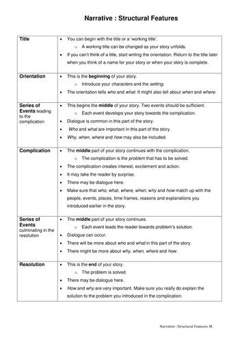 Narrative Structural Features : Mid- Level Structure | Teaching Resources