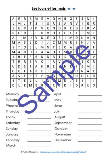 French Calendar Puzzles / Worksheets (Days, Months, Dates) | Teaching ...