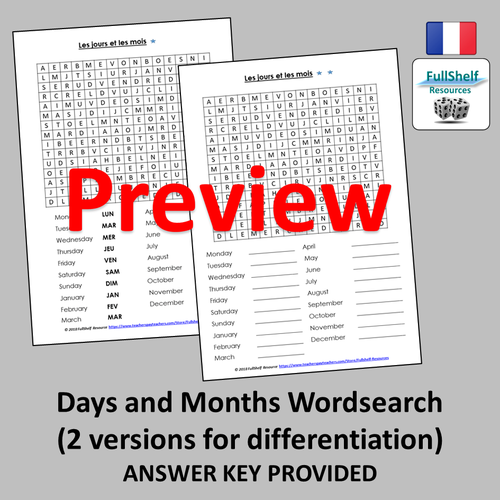 French Calendar Puzzles / Worksheets (Days, Months, Dates) | Teaching ...