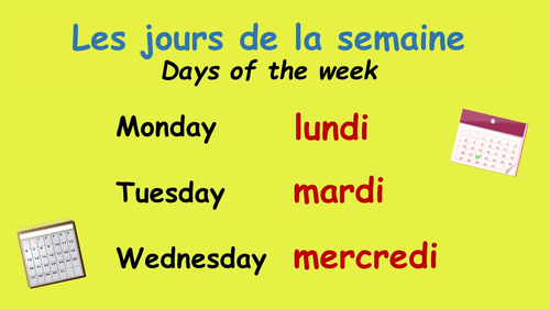 French Days Months Dates Calendar Presentation | Teaching Resources