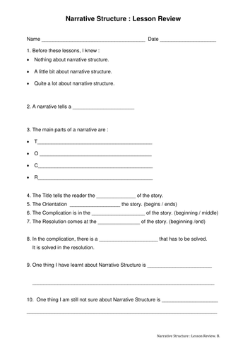 Narrative Structural Features : Lesson Review | Teaching Resources