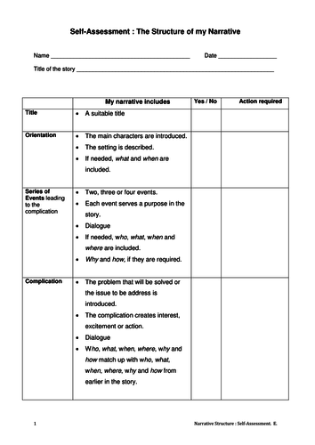 Narrative Structural Features : Self-assessment and Peer Assessment ...