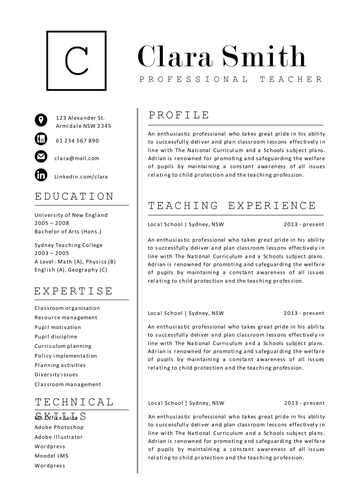 Modern initials teacher resume template for MS PowerPoint (pptx ...