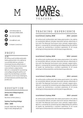 Teacher resume template for MS PowerPoint (pptx), cover letter ...