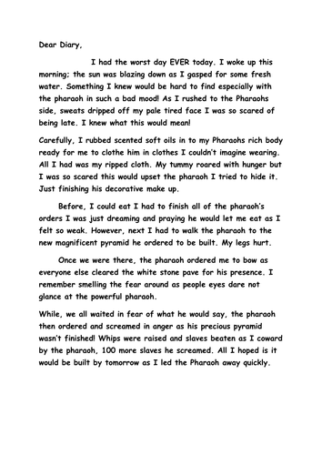 Egyptian themed diary accounts | Teaching Resources