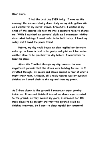 Egyptian themed diary accounts | Teaching Resources