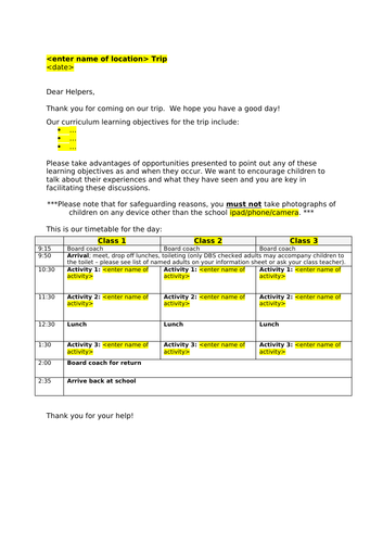 School trip day organisation pack | Teaching Resources