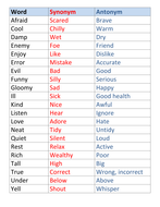 Synonym and Antonym Poster and Mix and Match Activity | Teaching Resources