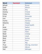 Synonym and Antonym Poster and Mix and Match Activity | Teaching Resources