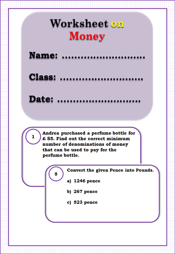 Money & Negative Numbers- Worksheet | Teaching Resources