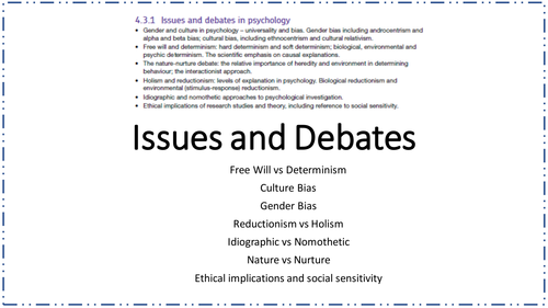 ISSUES & DEBATES Revision Powerpoint AQA Psychology | Teaching Resources