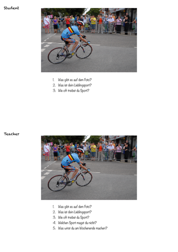 new GCSE style photo card - Freetime - German | Teaching Resources