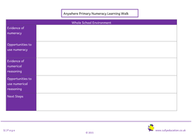 Numeracy Learning Walk Pro forma | Teaching Resources