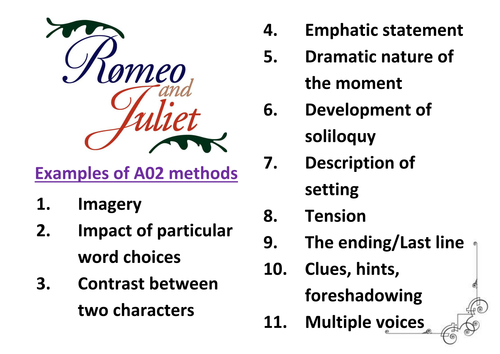 AQA 9-1 English Literature - AO2 Methods Poster for 'Romeo and Juliet ...