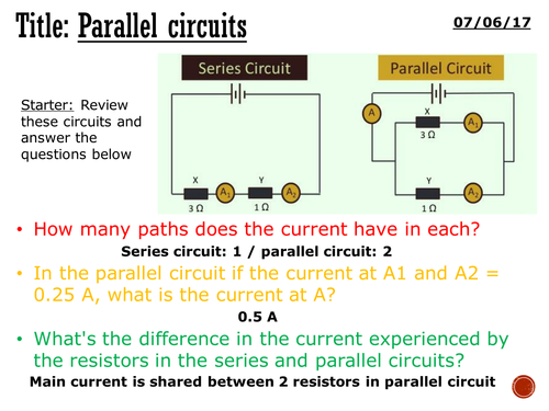 Parallel circuits - complete lesson (GCSE 1-9) | Teaching Resources