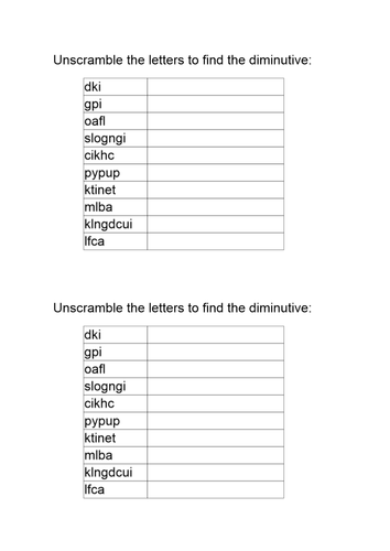 Diminutives of farm animals | Teaching Resources