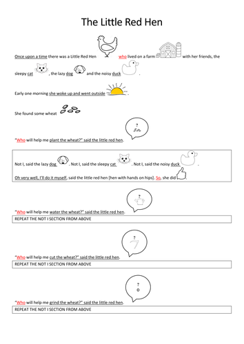 The Little Red Hen Story Mapping Script | Teaching Resources