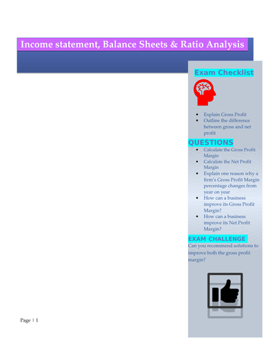 GCSE & A Level Financial Statements (Income Statements and Balance ...