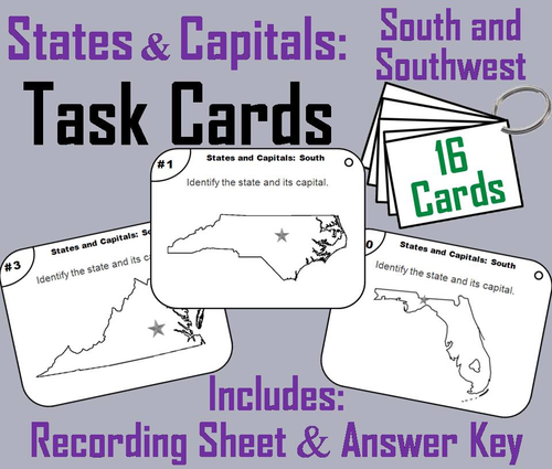 States and Capitals Task Cards Bundle | Teaching Resources