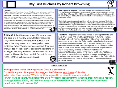 Power and Conflict Poetry Revision | Teaching Resources