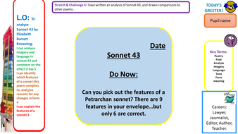 GCSE WJEC/Eduqas English Literature. Poetry- Sonnet 43 - Elizabeth ...