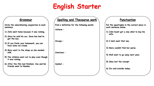english-starter-activities-year-5-6-teaching-resources