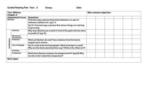 Millions Guided Reading & Comprehension for Y6, 7, 8. | Teaching Resources