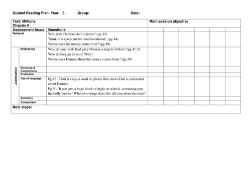 Millions Guided Reading & Comprehension for Y6, 7, 8. | Teaching Resources
