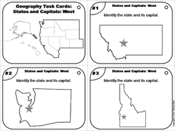 States and Capitals Task Cards: West Region | Teaching Resources