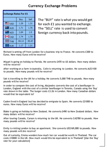 Currency Exchange GCSE Questions Revision | Teaching Resources Currency Exchange GCSE Questions Revision | Teaching Resources