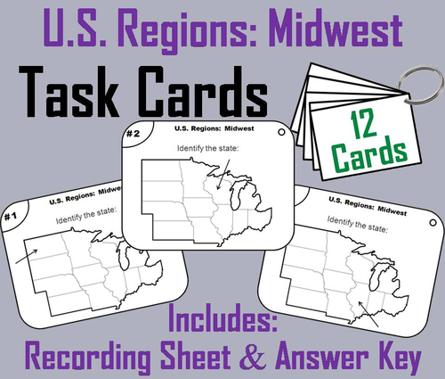 US Geography Task Cards: Midwest Region of the United States | Teaching ...
