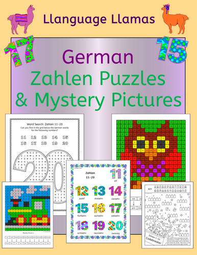 German Numbers Zahlen Puzzles and Mystery Pictures | Teaching Resources
