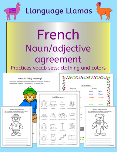 French clothing and colors - Noun adjective agreement practice ...