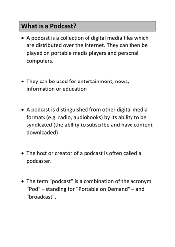 Introduction to Podcasting | Teaching Resources