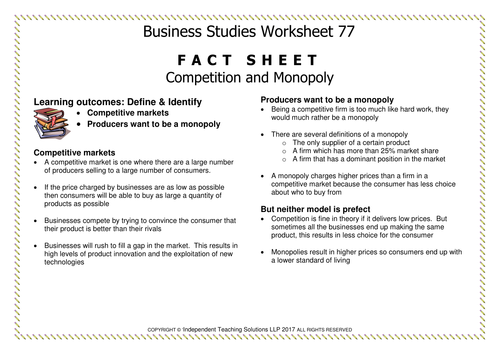 GCSE Business - Work-Sheet and Fact-Sheet Bundle (Editable) with ...
