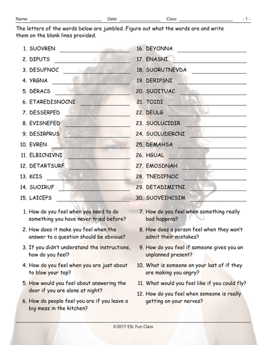 Feelings-Emotions Jumbled Words | Teaching Resources