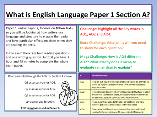 AQA English Language Paper 1 Introduction | Teaching Resources