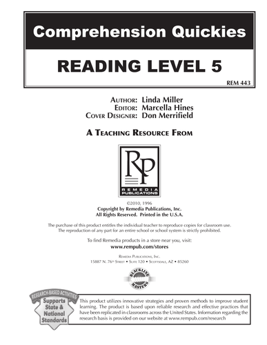 Comprehension Quickies (Reading Level 5) | Teaching Resources Comprehension Quickies (Reading Level 5) | Teaching Resources