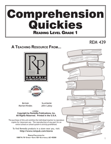 Comprehension Quickies (Reading Level 1) | Teaching Resources Comprehension Quickies (Reading Level 1) | Teaching Resources