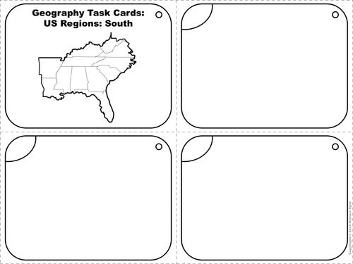 US Geography Task Cards: South & Southwest Regions of the United States ...