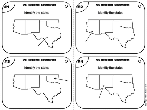 US Geography Task Cards: South & Southwest Regions of the United States ...