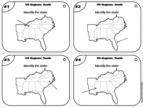 US Geography Task Cards: South & Southwest Regions of the United States ...