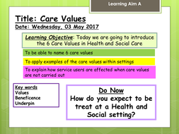 BTEC Lv2 Health and Social Care Unit 2- Health and Social Care Values ...