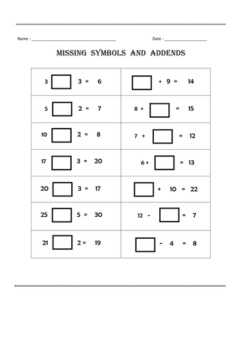 Missing symbols and addends | Teaching Resources