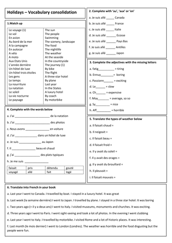 KS3/4 French - Holidays (sentence builder, narrow reading, oral ...
