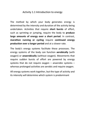 Btec Level 3 Sport 2016 New Specification Unit 1 Learning Aims D And E Teaching Resources