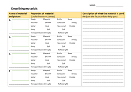 Describing materials MAT | Teaching Resources